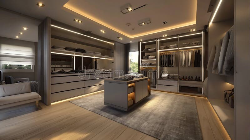 Elegant Walk-in Closet Design. Generative Ai Stock Illustration ...
