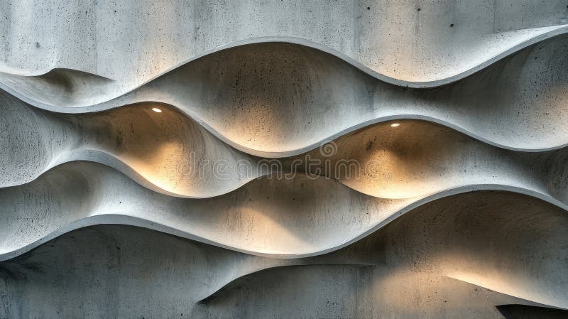 Elegant Wall Design with Wave Patterns Illuminated in Dim Lighting for ...