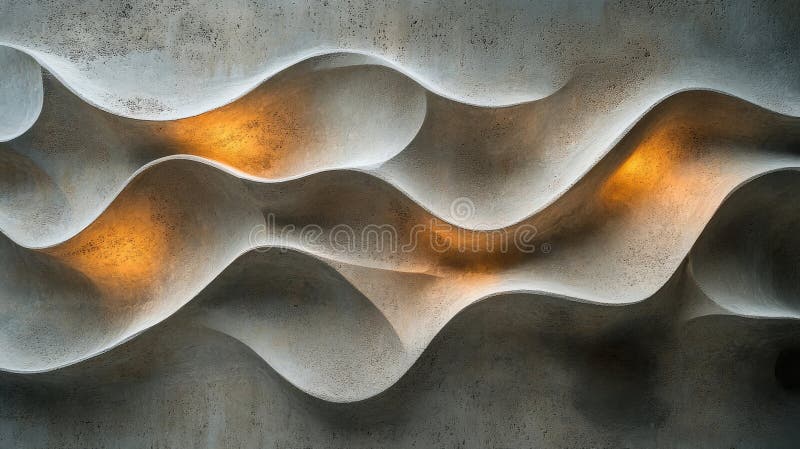 Elegant Wall Design with Wave Patterns Illuminated in Dim Lighting for ...