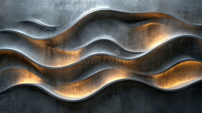 Elegant Wall Design with Wave Patterns Illuminated in Dim Lighting for ...