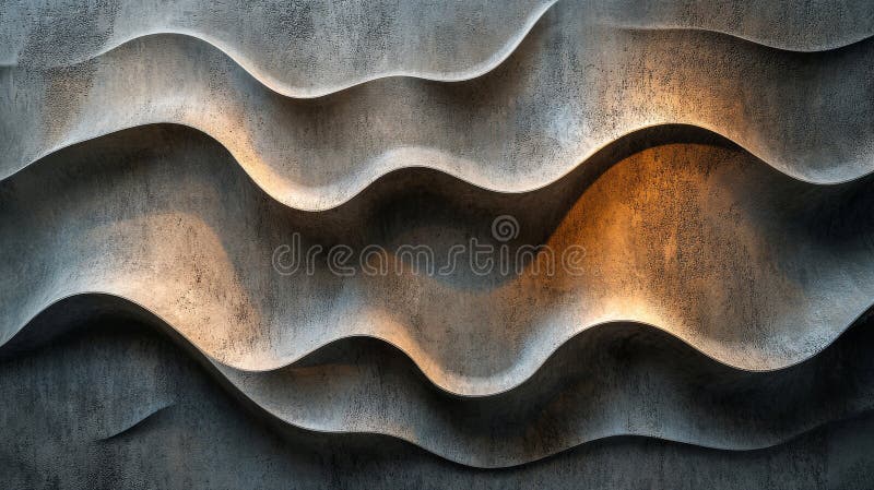 Elegant Wall Design with Wave Patterns Illuminated in Dim Lighting for ...
