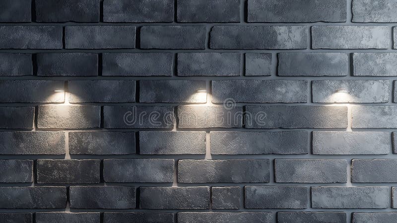 Elegant Wall with Modern Lighting Highlighting Textured Bricks in a ...
