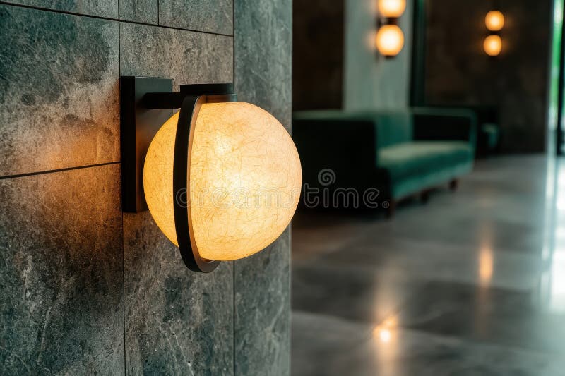 Elegant Wall Sconce Lighting in Modern Interior Stock Illustration ...