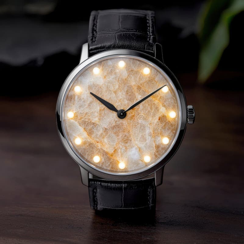 Elegant Watch with Illuminated Marble Face Stock Illustration ...