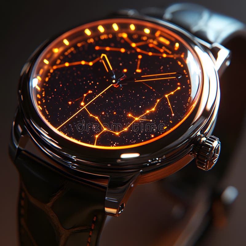 Elegant Watch Showcasing a Cosmic Star Map Design Stock Illustration - Illustration of intricate ...