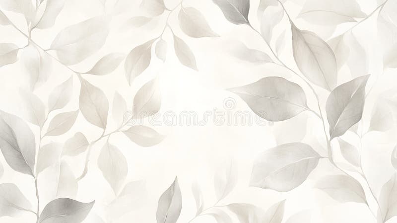 Elegant Watercolor Greyscale Leaf Branches Pattern Background Stock ...