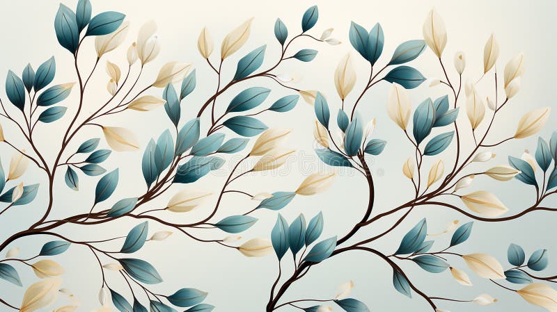 Elegant Watercolor Leaves and Branches Forming a Seamless Pattern on a ...