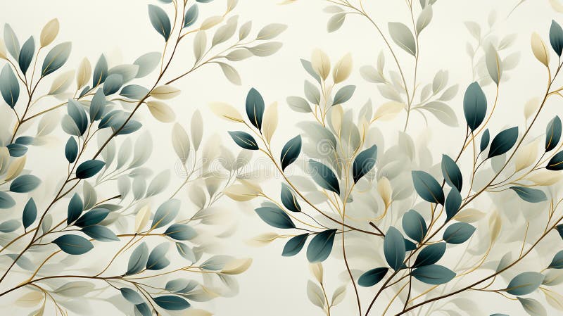 Elegant Watercolor Leaves and Branches Forming a Seamless Pattern on a ...