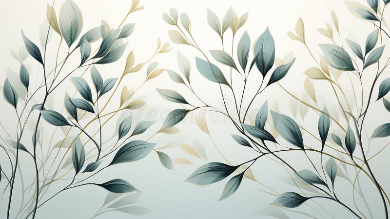 Elegant Watercolor Leaves and Branches Forming a Seamless Pattern on a ...