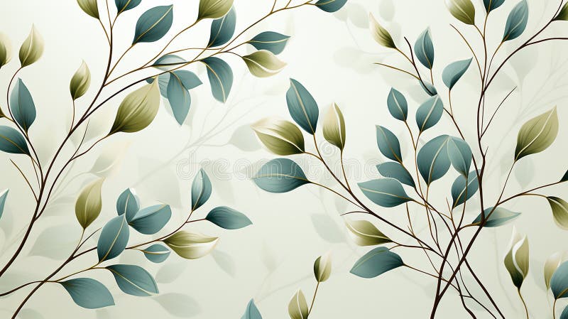 Elegant Watercolor Leaves and Branches Forming a Seamless Pattern on a ...