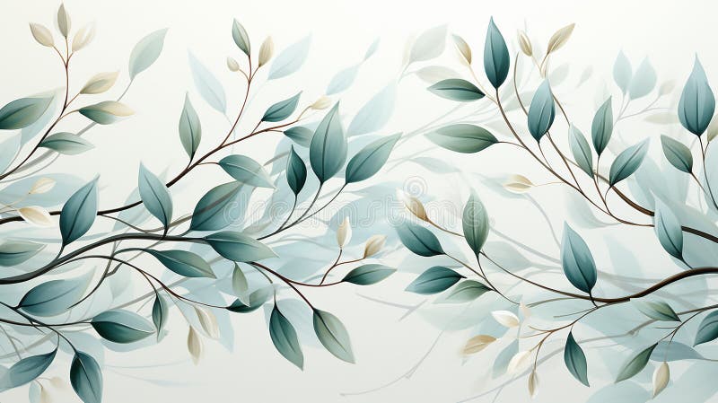 Elegant Watercolor Leaves and Branches Forming a Seamless Pattern on a ...