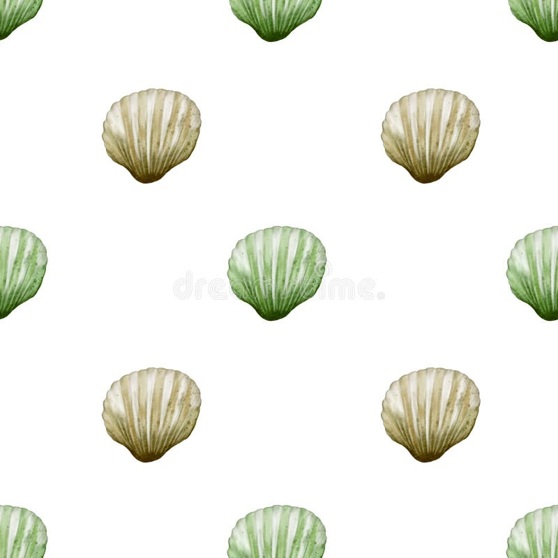 Elegant Watercolor Shell Pattern for Fabric and Wrapping Design in ...