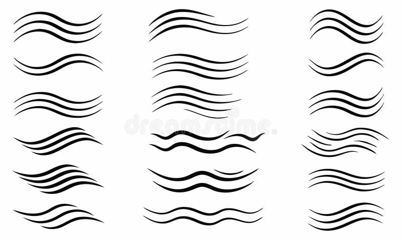 Elegant Wave Lines Design Elements Set Swirls Curls Abstract Graphics Stock Illustration ...
