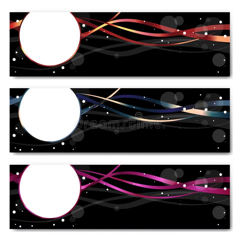 Elegant Waves and Bubbles Black Banner Vector Illustration Stock Vector ...