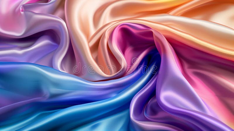 Elegant Waves of Satin Fabric in Vibrant Gradient Colors Stock Image ...