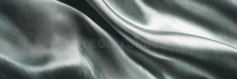 Elegant Waves of Shiny Silk Fabric with Smooth Texture in Cool Gray ...