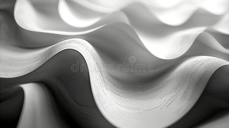 Elegant Waves of Textured Fabric Capture Light in a Dramatic Monochrome ...