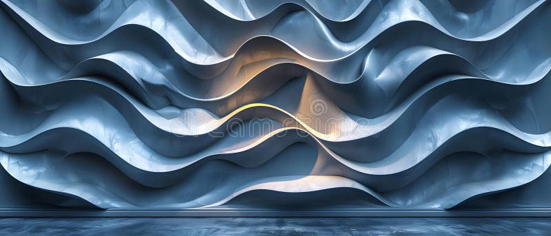Elegant Wavy 3D Wall Panel Design with Ambient Lighting. Concept ...
