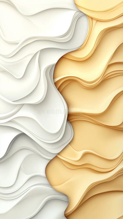 Elegant Wavy Patterns in White and Soft Yellow Create a Soothing Visual ...