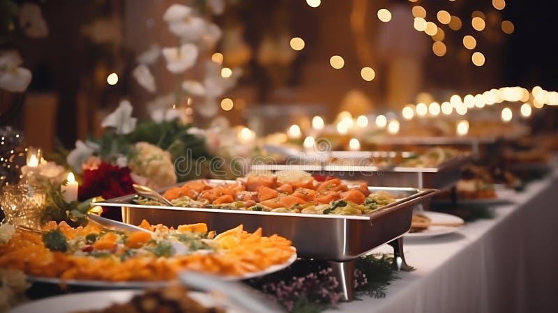 Elegant Wedding Buffet Spread Awaiting Guests. Generative Ai Stock ...