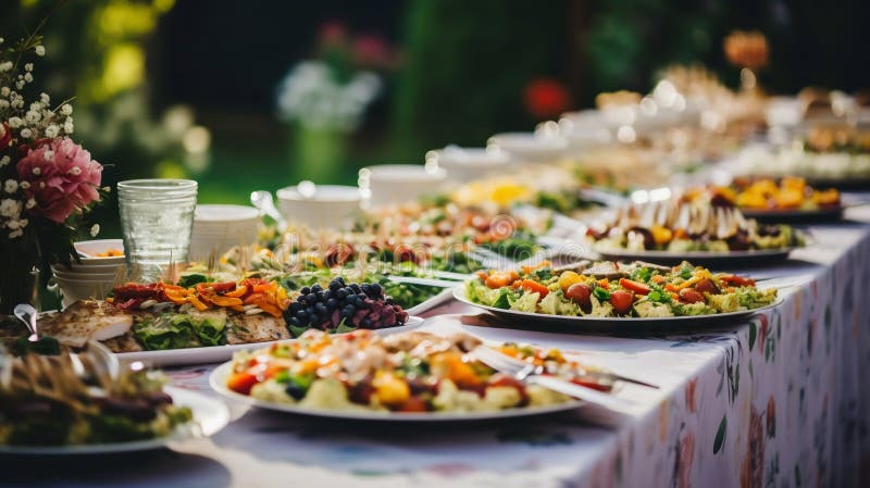 Elegant Wedding Buffet Spread Awaiting Guests. Generative Ai Stock ...