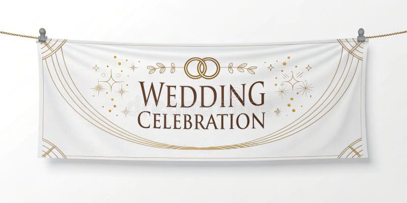 Elegant Wedding Celebration Banner with Gold Accents and Interlocking ...