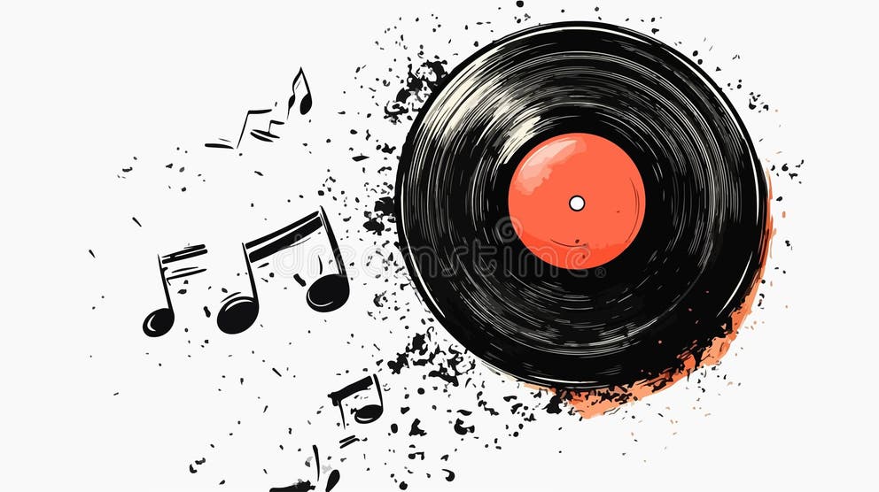 Elegant Wedding Hand Drawn Musical Disc Illustration Vector Stock ...