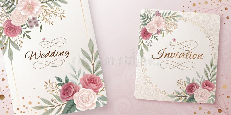 Elegant Wedding Invitation Design Featuring Floral Elements and Vintage ...