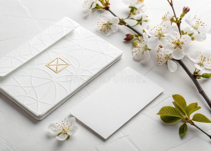 Elegant Wedding Invitation Mockup with Embossed Design and Floral Decor ...