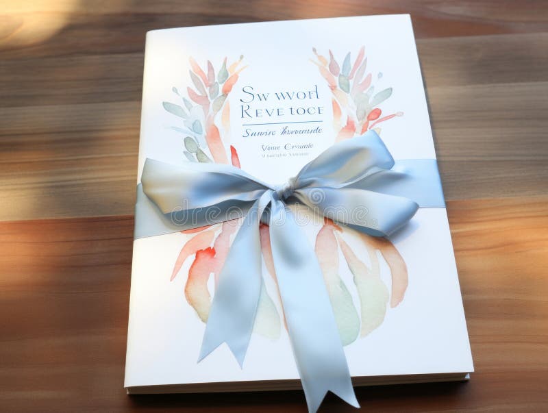 Elegant Wedding Program with Ribbon Tie AI Generated Stock Illustration ...