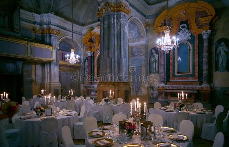 Elegant Wedding Reception Area Ready for Guests and the Party Stock ...