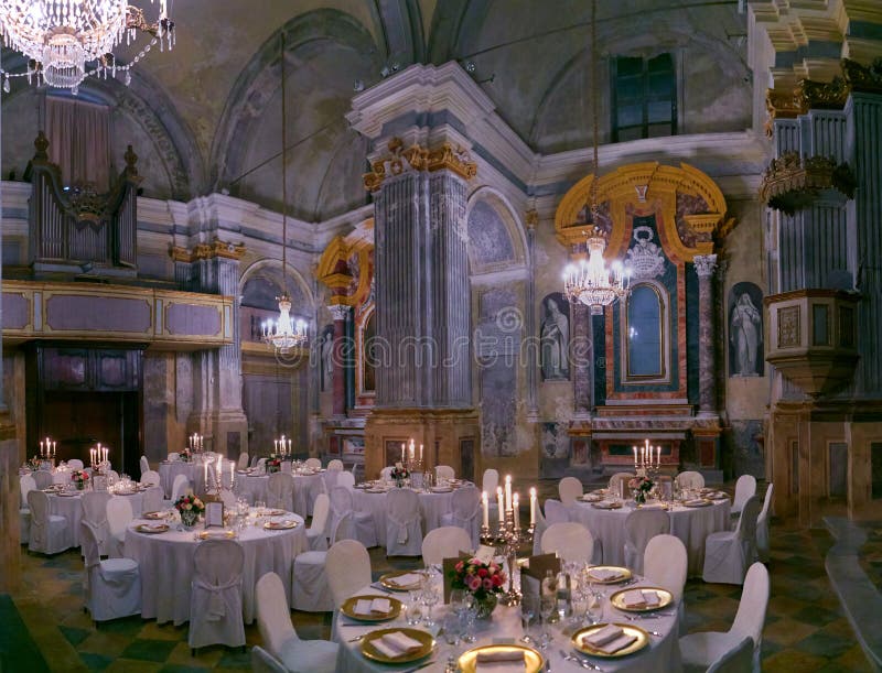 Elegant Wedding Reception Area Ready for Guests and the Party Stock ...