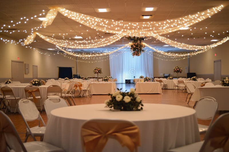 Elegant Wedding Reception Setup in Budget-friendly Community Center ...