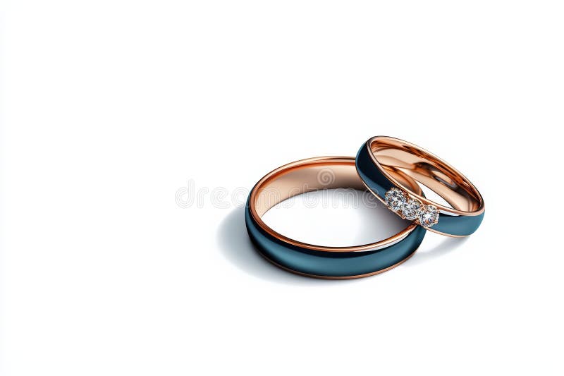 Elegant Wedding Rings Featuring a Blue and Rose Gold Design Perfect for ...