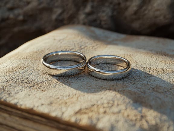 Elegant Wedding Rings on Sandy Surface Stock Illustration ...