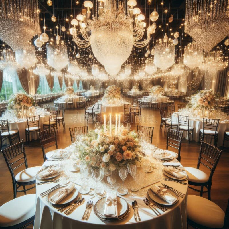 Elegant Wedding Table Set for Dining and Celebration Stock Illustration ...