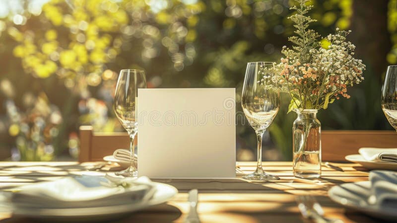 Elegant Wedding Table Setting with Blank Menu Card. Generative Ai Stock ...