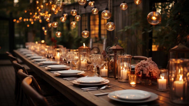 Elegant Wedding Table: a Terrace Bathed in Warmth and Light Stock Image ...