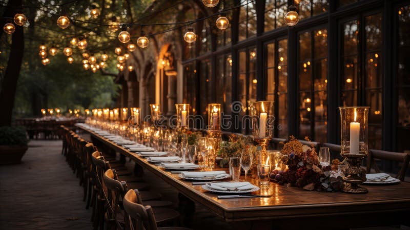 Elegant Wedding Table: a Terrace Bathed in Warmth and Light Stock Photo ...
