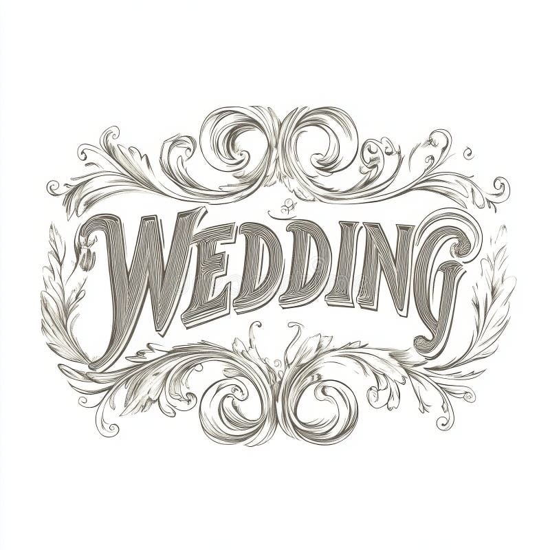 Elegant Wedding Text on White Background Stock Illustration ...