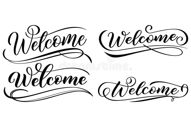 Elegant Welcome Calligraphy Design Decorative Script Typography Set ...