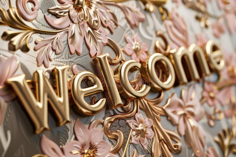 Elegant Welcome Sign with Baroque Patterns and Frame Stock Illustration ...