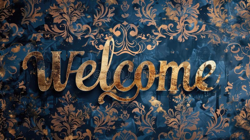 Elegant Welcome Sign with Baroque Patterns and Frame Stock Illustration ...