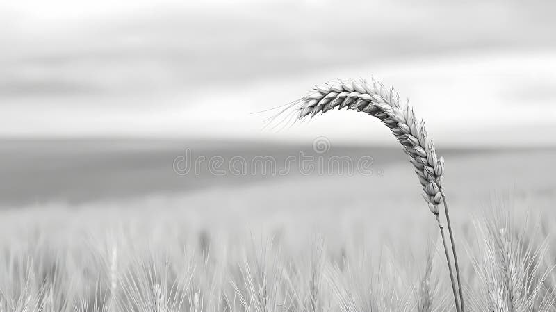 Elegant Wheat Stalk in Black and White Stock Photo - Image of rural ...