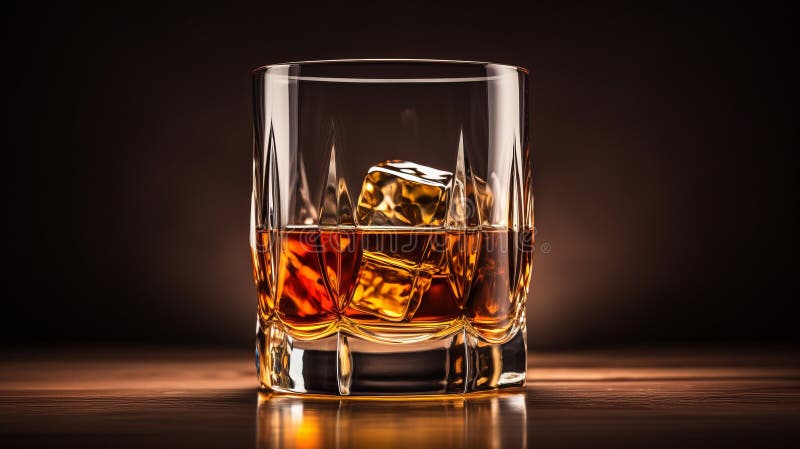 Elegant Whisky Glass Isolated on a Rich Brown Background with Ample ...