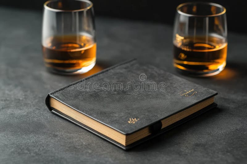 Elegant Whisky Tasting Setup with Glasses and Leather Bound Journal on ...