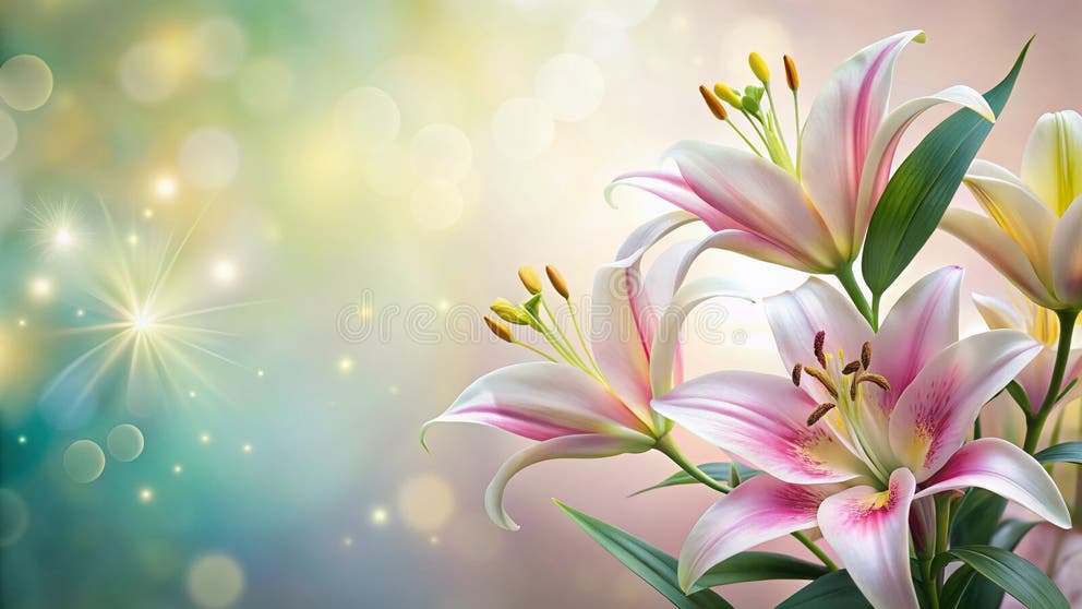 Elegant White Abstract Lily Banner with Ample Space for Text or Design ...