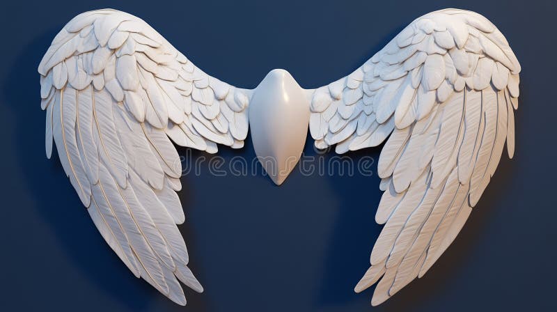 Elegant White Angel Wings Wall Decor 3D Render of Realistic Feathered ...