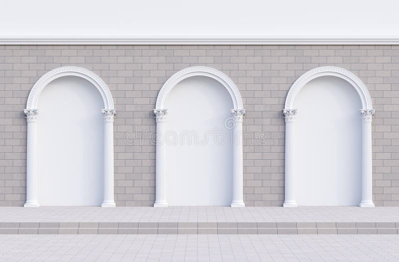 Elegant White Arch with Corinthian Style Column Decorated in a Gray ...