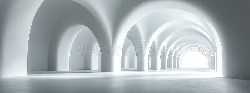 Elegant White Architectural Space with Arched Ceilings and Ambient ...